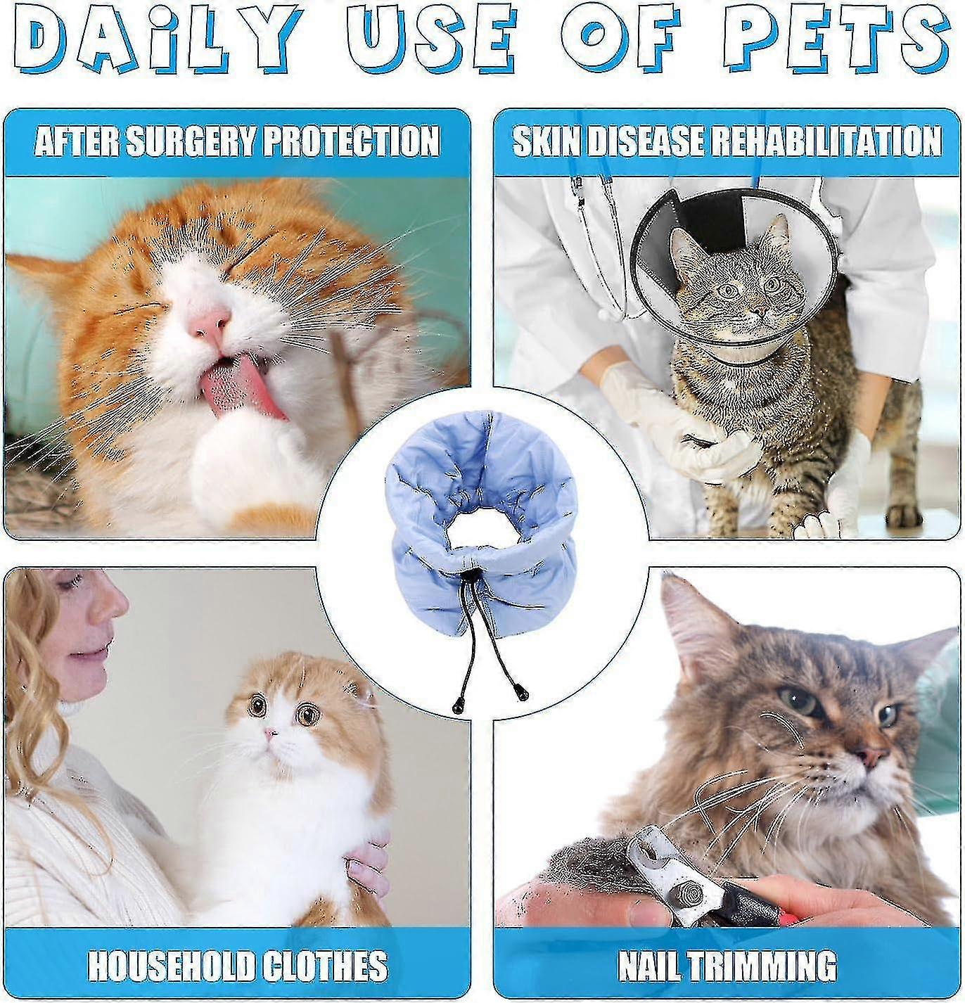 Cat Recovery Collar, Soft Adjustable Cat Elizabethan Collar Cat Neck ...