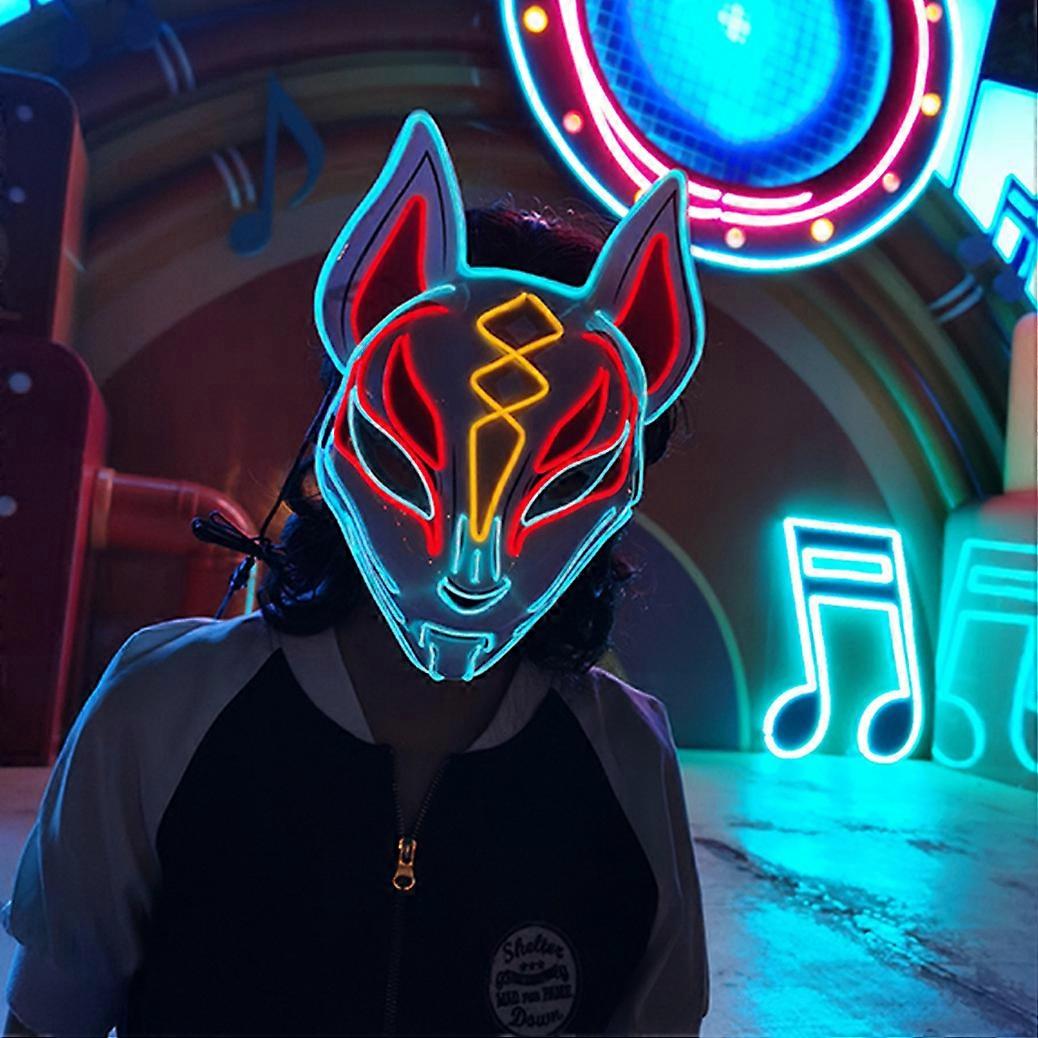 Halloween Fox Mask Cosplay Party LED Glow Mask Japanese Anime Fox Mask ...