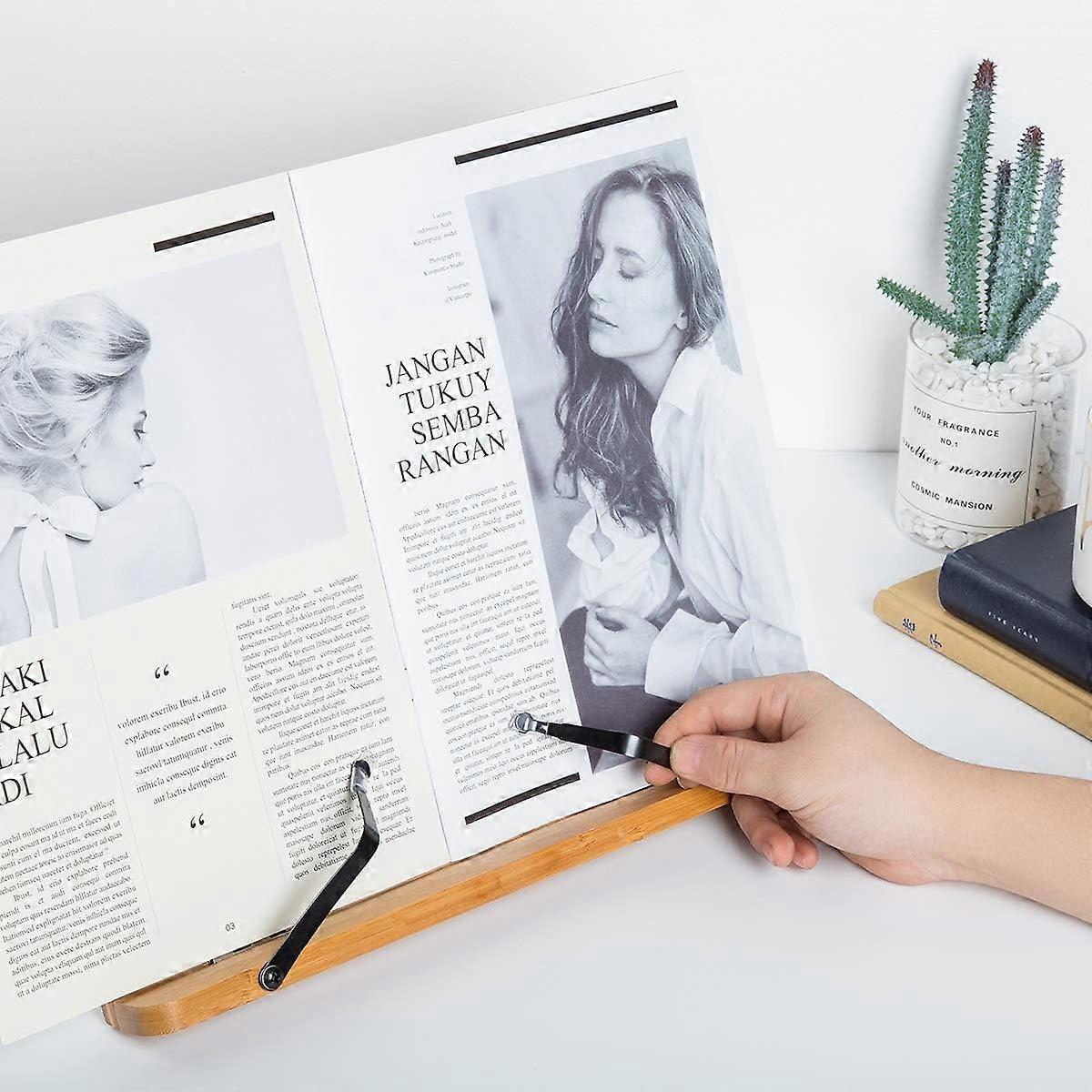 2024 New Bamboo Book Stand Adjustable And Foldable Book Holder Tray And ...