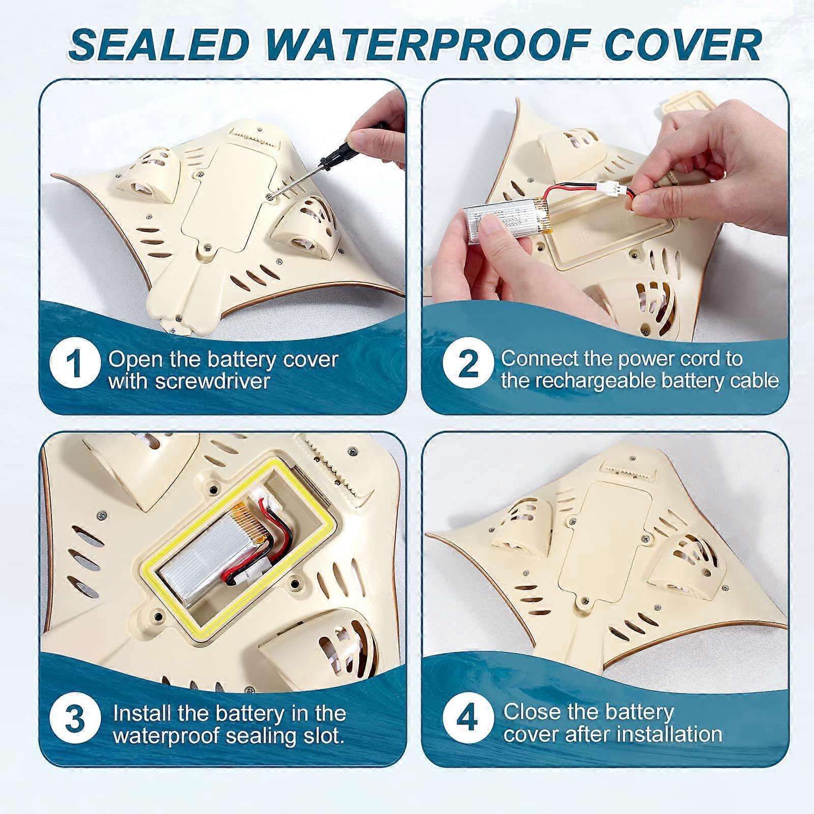 2.4G Remote Control Devil Fish Pool Toy for Kids Age 8+ Waterproof RC ...