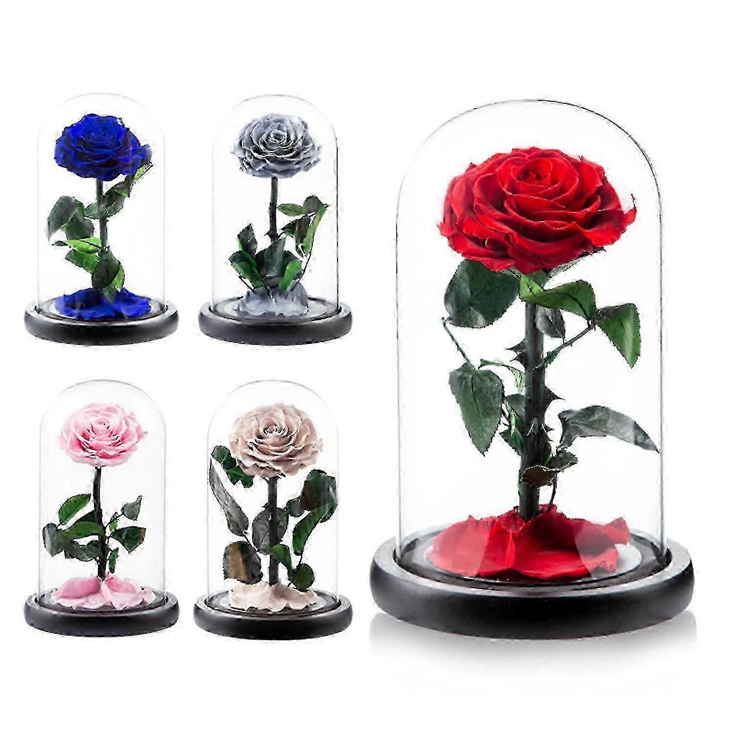 Eternal Rose in Glass Dome Romantic Aesthetic Artificial Eternal Rose ...