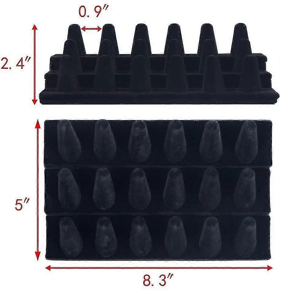 Ring Holder,18 Fingers Ring Display Stand Black Velvet Rings Holder For ...