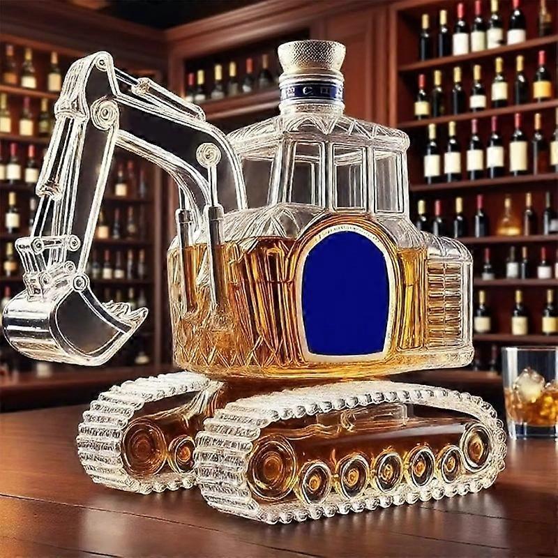 300ML Whiskey Decanter Bottle 3D Excavator Whiskey Wine Bottle Novelty ...