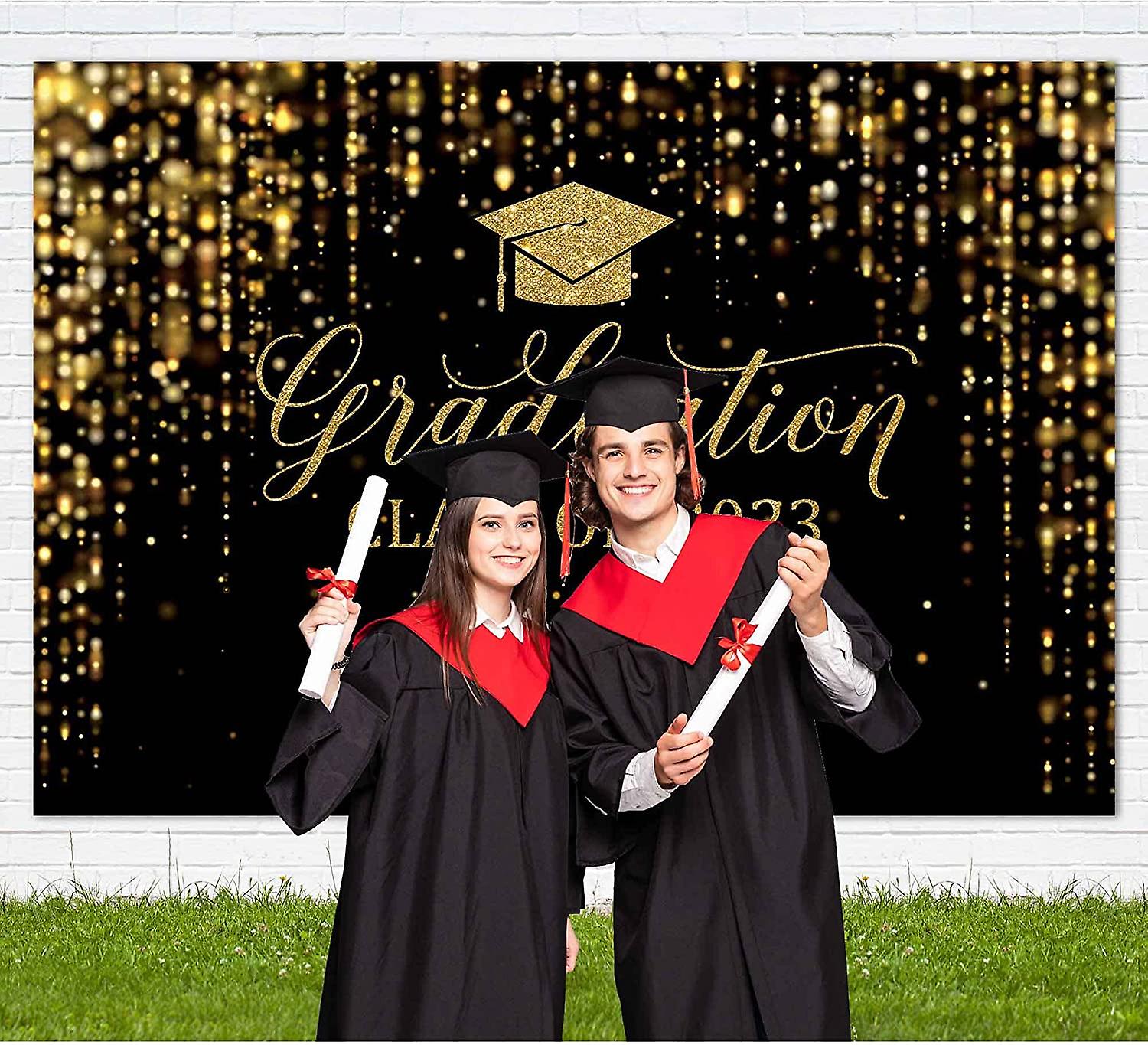 Msocio 7x5ft Durable Polyester Fabric Black Congrats Graduation ...