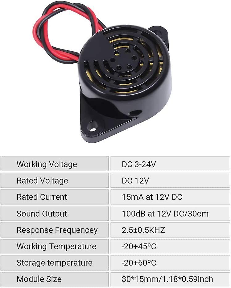 4 PCS Buzzer Alarm Electronic Beep Buzzer DC 3V 12V 24V Active Piezo Buzzer 100dB Tone Alarm ...