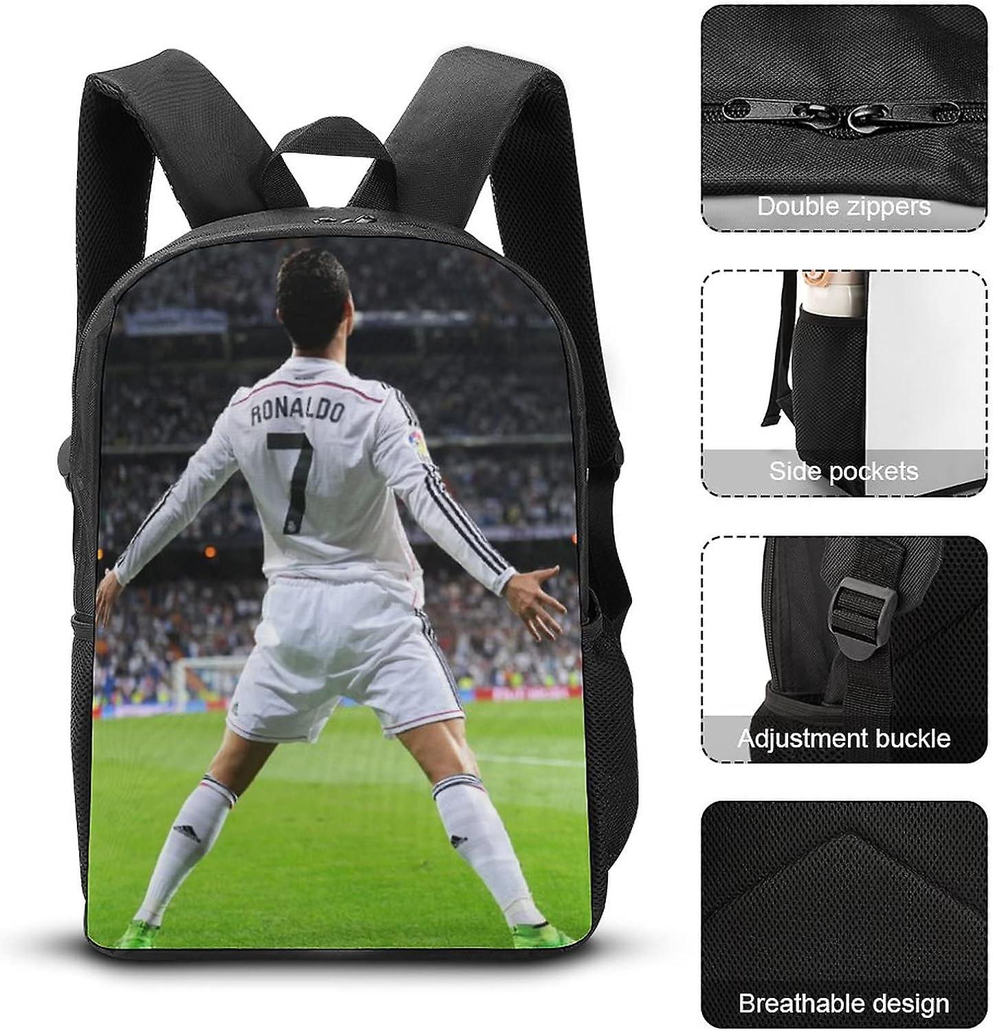 GENBAK Kids School Backpack 3D Printed Ronaldo Backpack Football Star ...