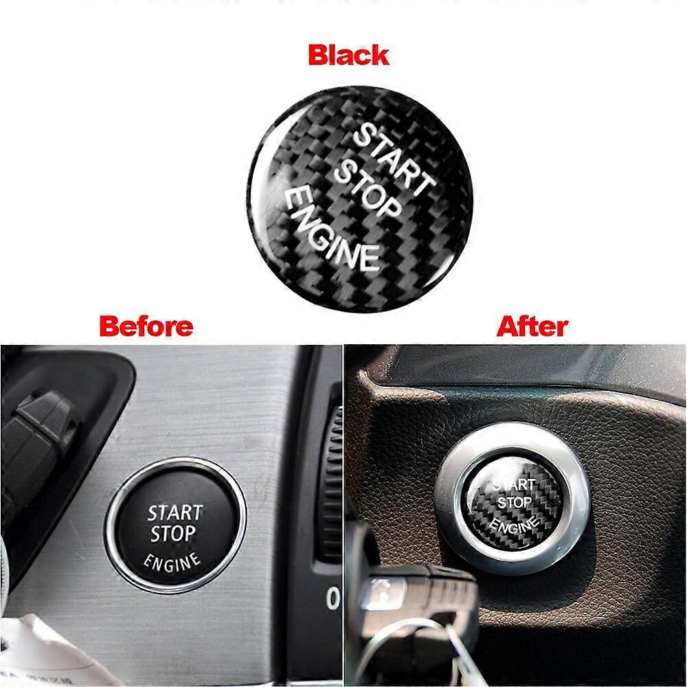 Real carbon fiber Engine start stop buttons decoration sticker car ...