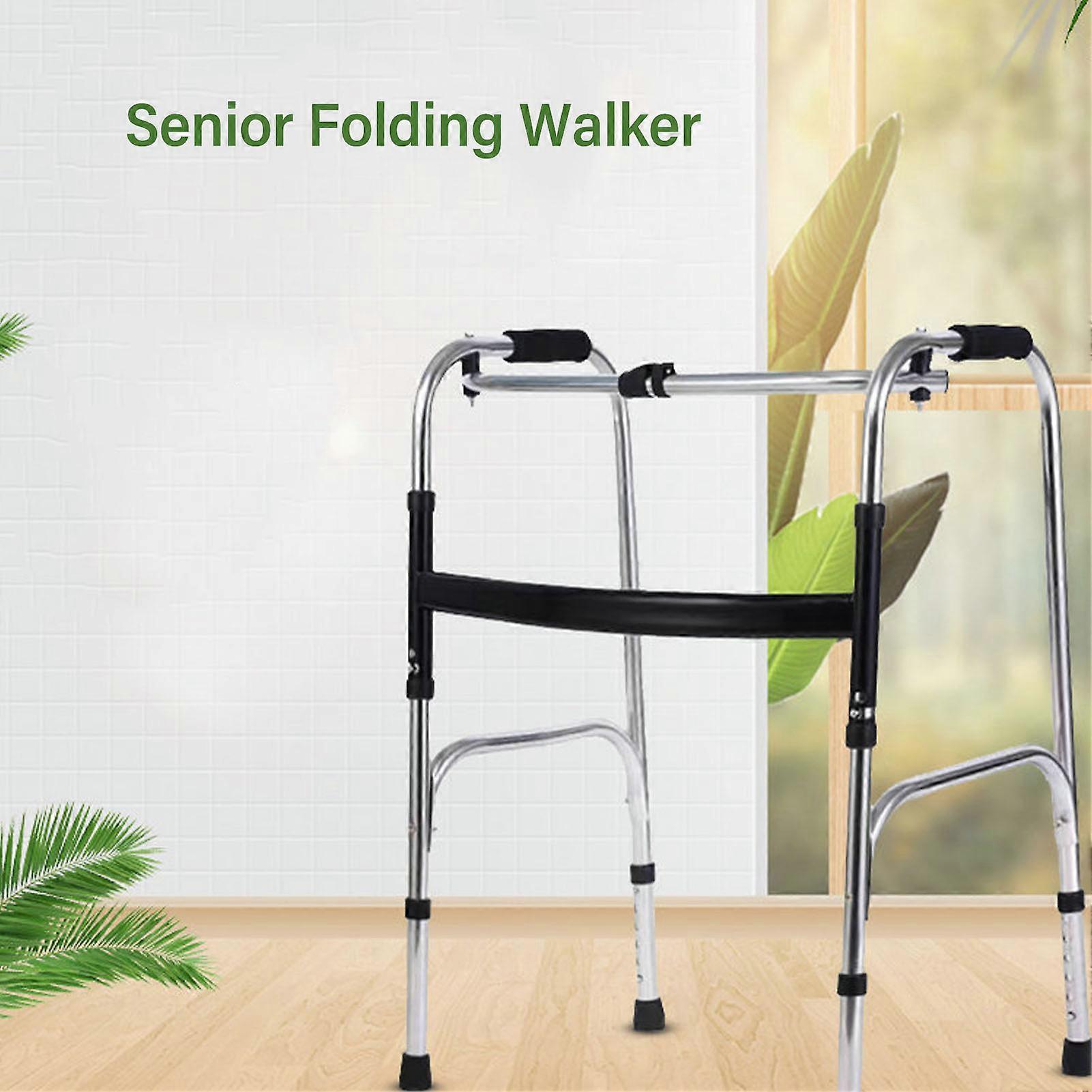 Elderly Folding Walker 6 Height Adjust Stainless Steel Senior Walking ...