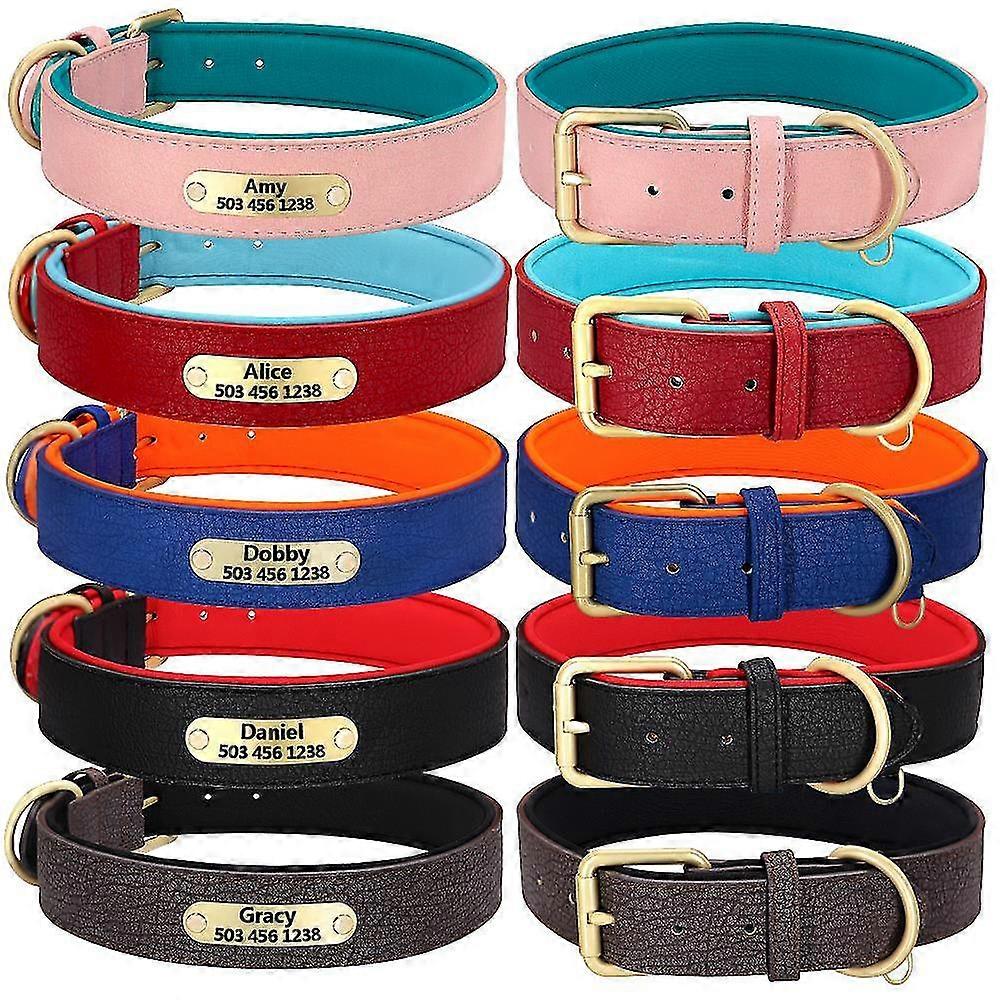 Custom engraved dog collar leather padded dogs collars with ...