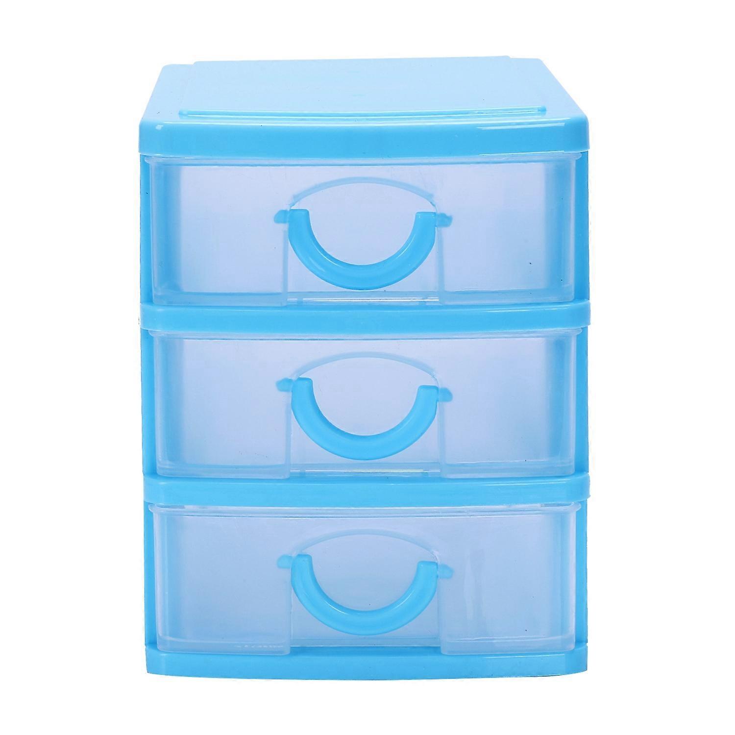 Mini translucent Drawer type plastic Storage BoxBlue 3 Layers | Fruugo UK