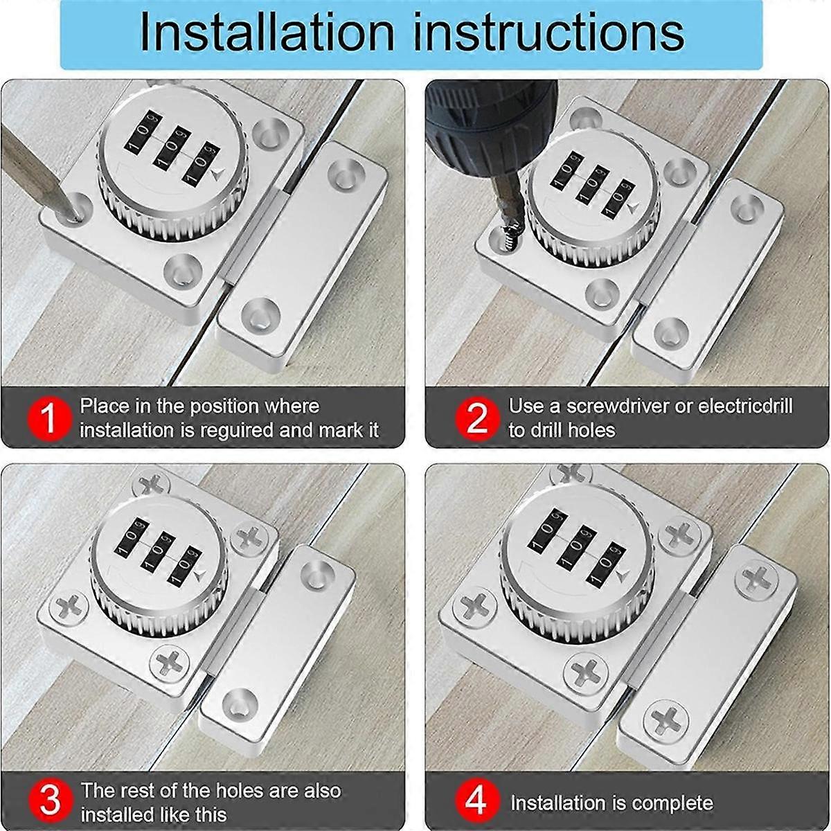 Cabinet Door Latch Keyless Combination Lock Cabinet Mechanical 3-Digit ...