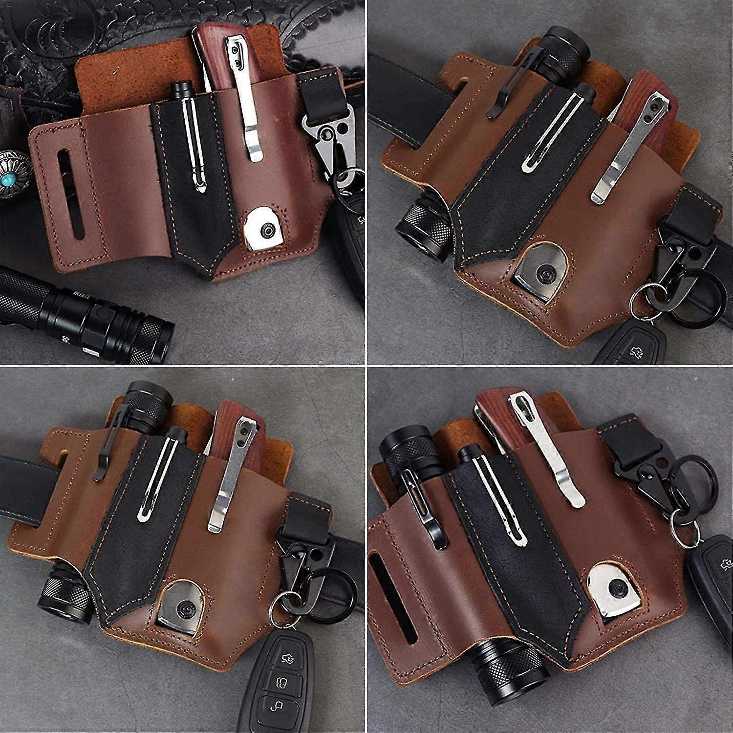 Leather Belt Loop Waist Multitool Sheath, Edc Pocket Organizer With Key ...