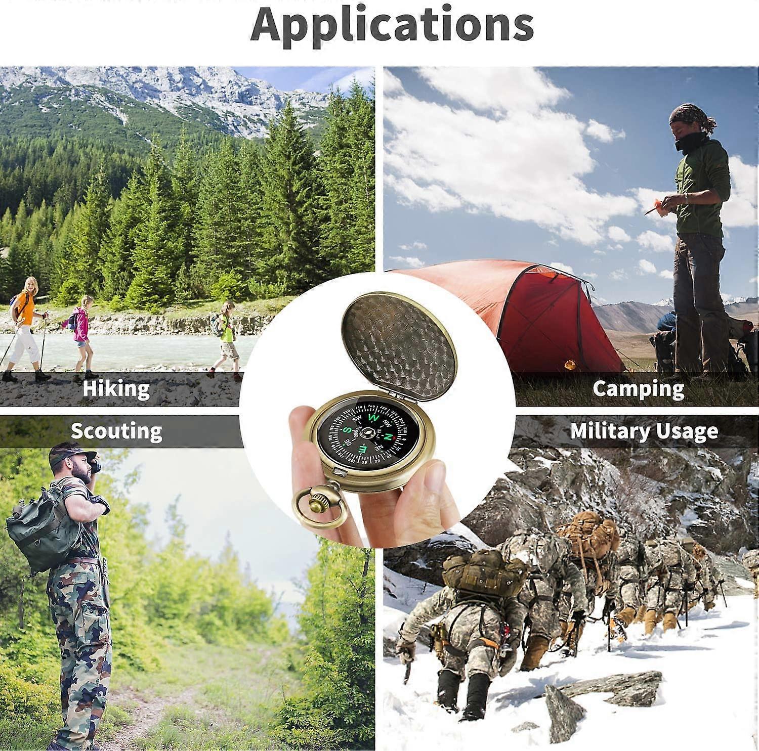 Compass, Camping Compass Metal, Pocket Compass, Waterproof Compass ...