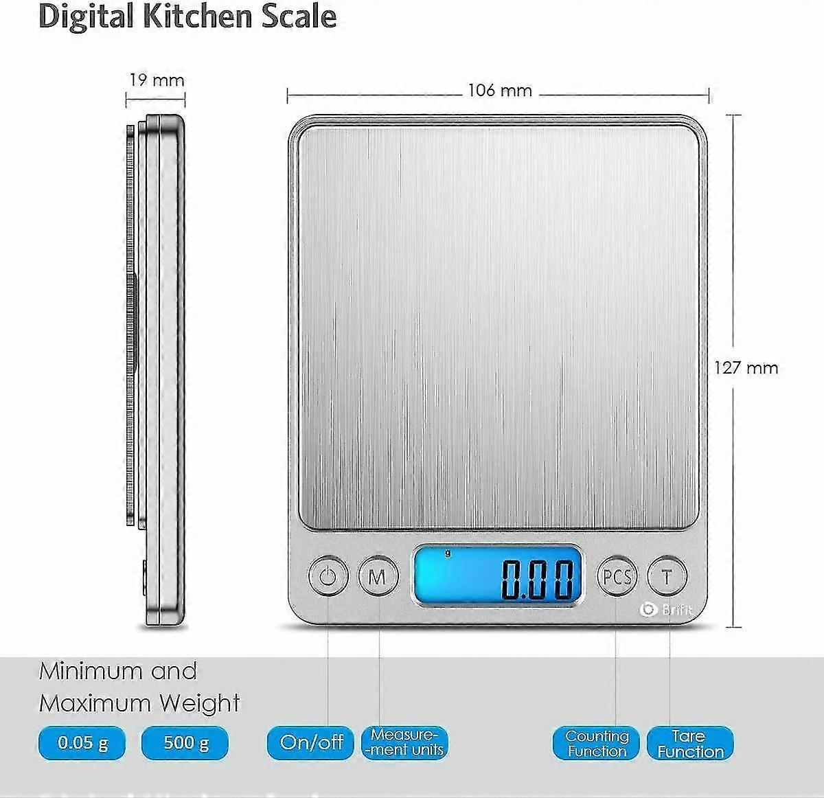0.01g - 500g Electronic Pocket Digital Lcd Weighing Scale Food Kitchen ...