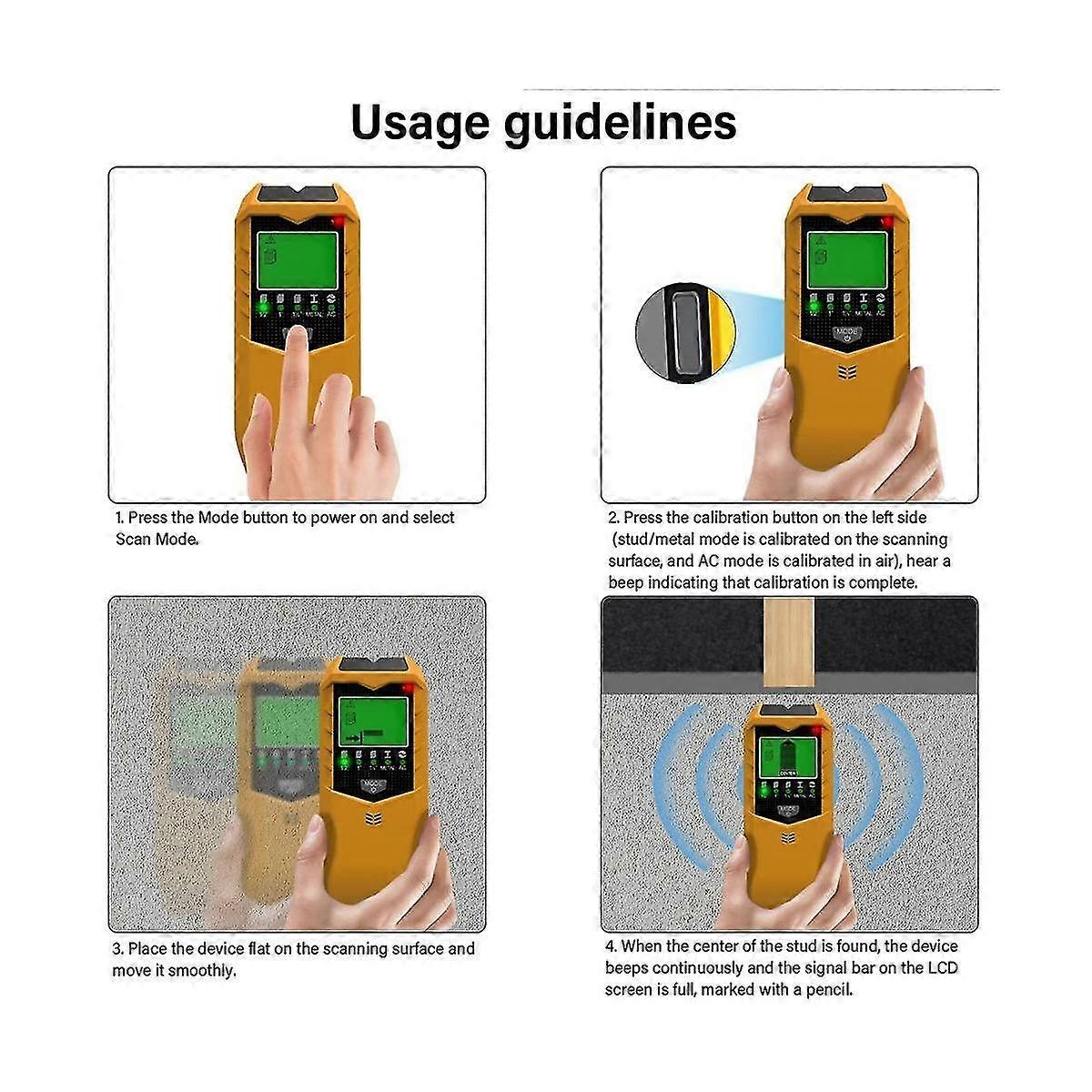 5 In 1 Electric Multi-function Stud Detector Smart Stud Sensor With Lcd ...