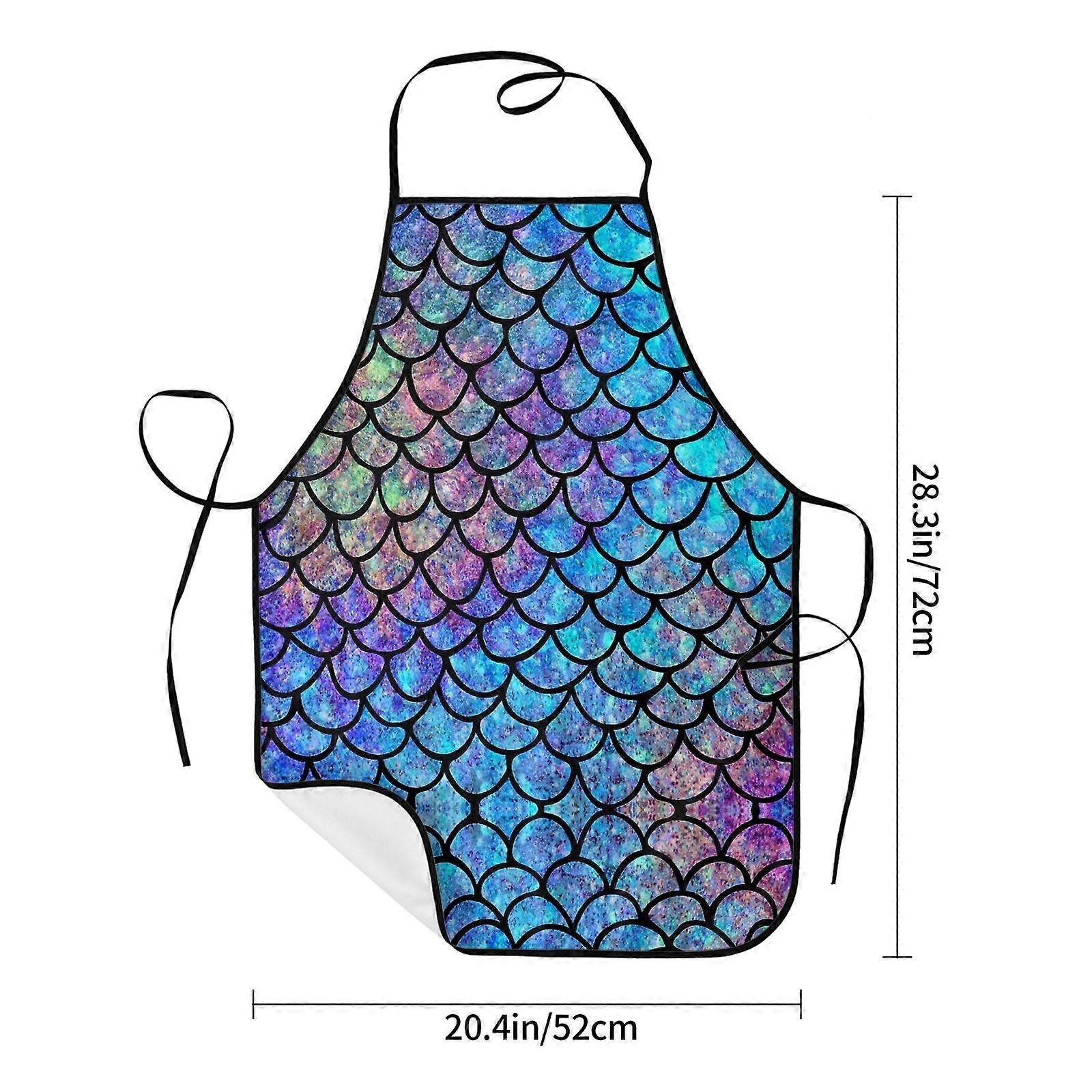 Rainbow Mermaid Scale Apron Kitchen Cooking Baking Aprons With Strap ...