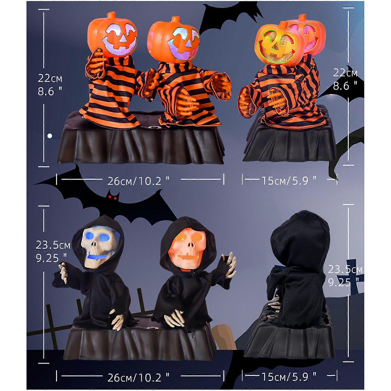 Dancing Skeleton Halloween Skull Decorations Singing with LED Eyes ...