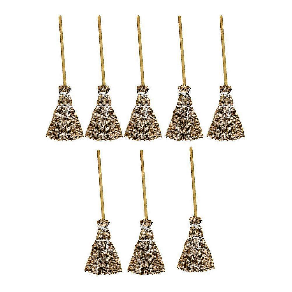 8 Pcs Miniforce Toys Miniature Straw Broom Witch Broom Hanging Wizard ...