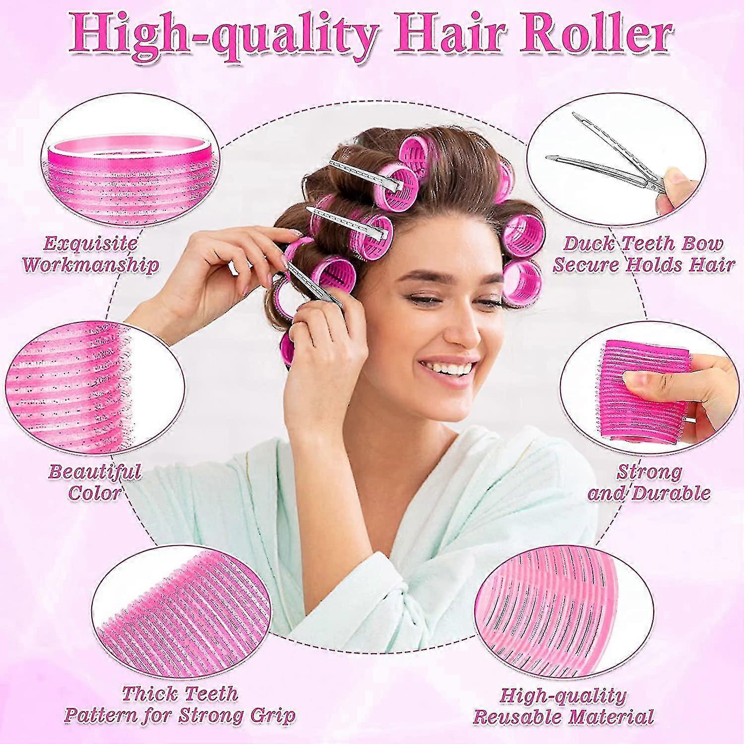 Hair Rollers Curls Set, 28 Pcs Heat Free Jumbo Large Small Curlers Self ...