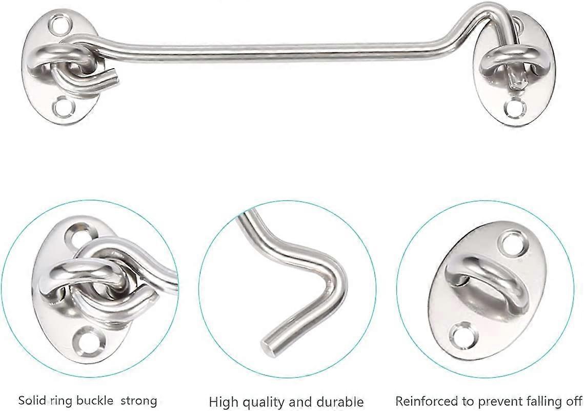 2pcs Cabin Hook,Door Latch Hook,Silver Stainless Steel Door Hook Lock ...