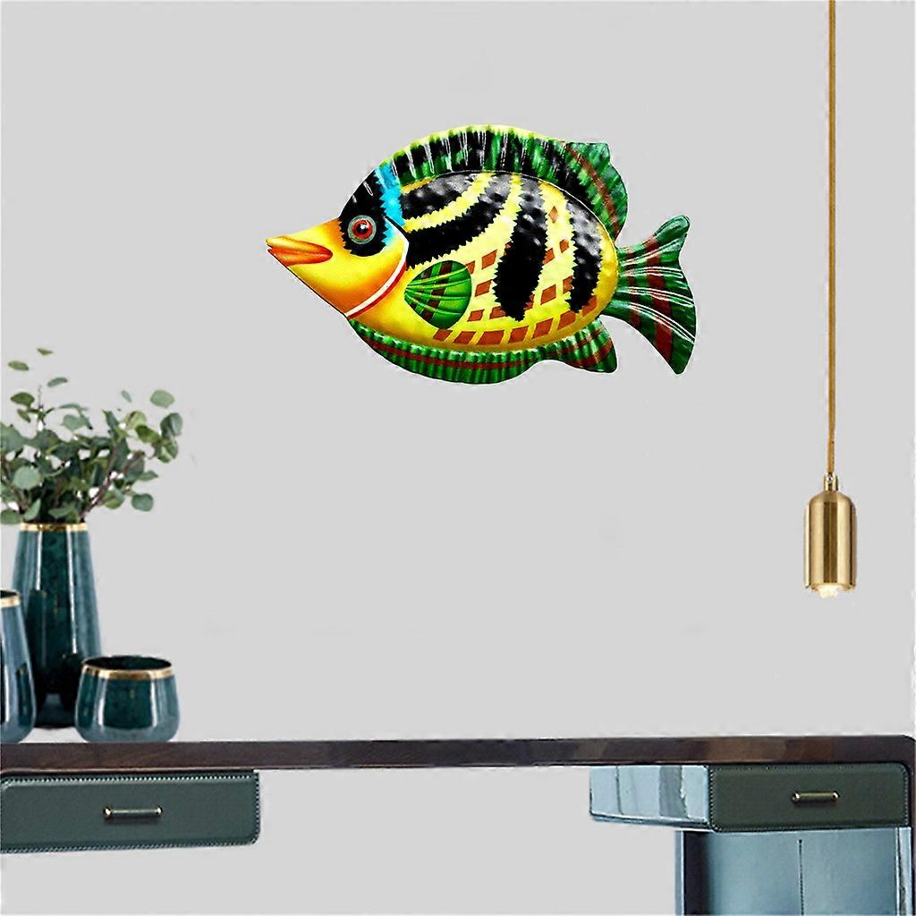 Large Metal Fish Wall Art Decoration Colorful Iron Sea Life Sculpture ...