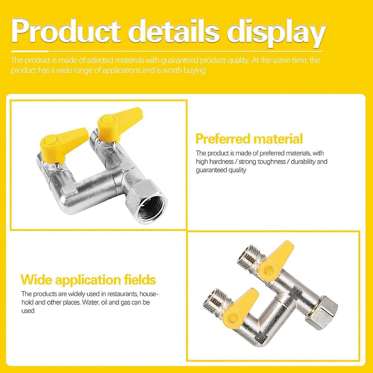 1/2" H Type Ball Valve, 3 Way Coupling Splitter, Gas Meter Connection ...
