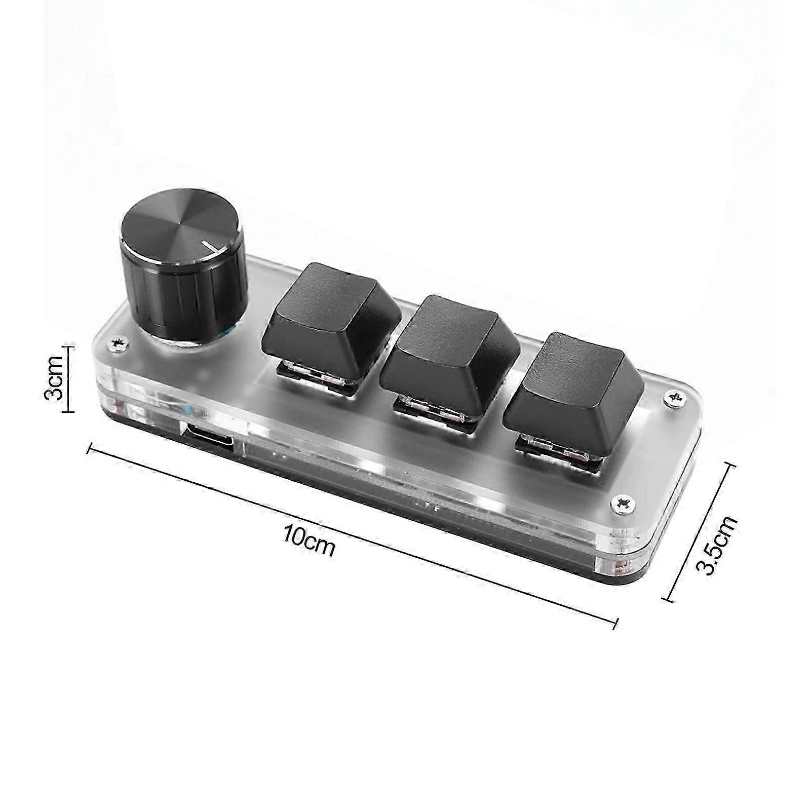 USB Mechanical Keyboard with RGB Backlit 3 Key 1 Knob Programmable DIY ...