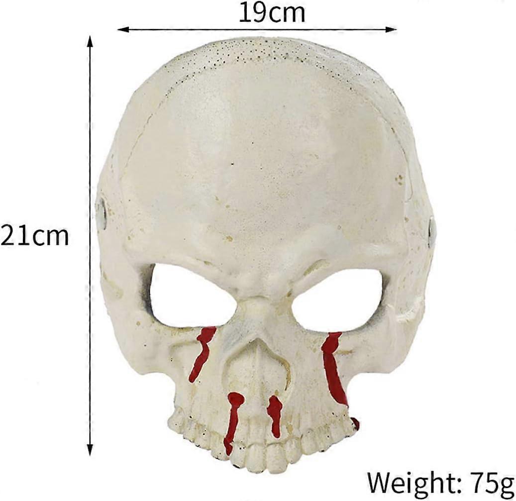 2 Half Face Skull Halloween Masks with Blood Design Scary Party ...