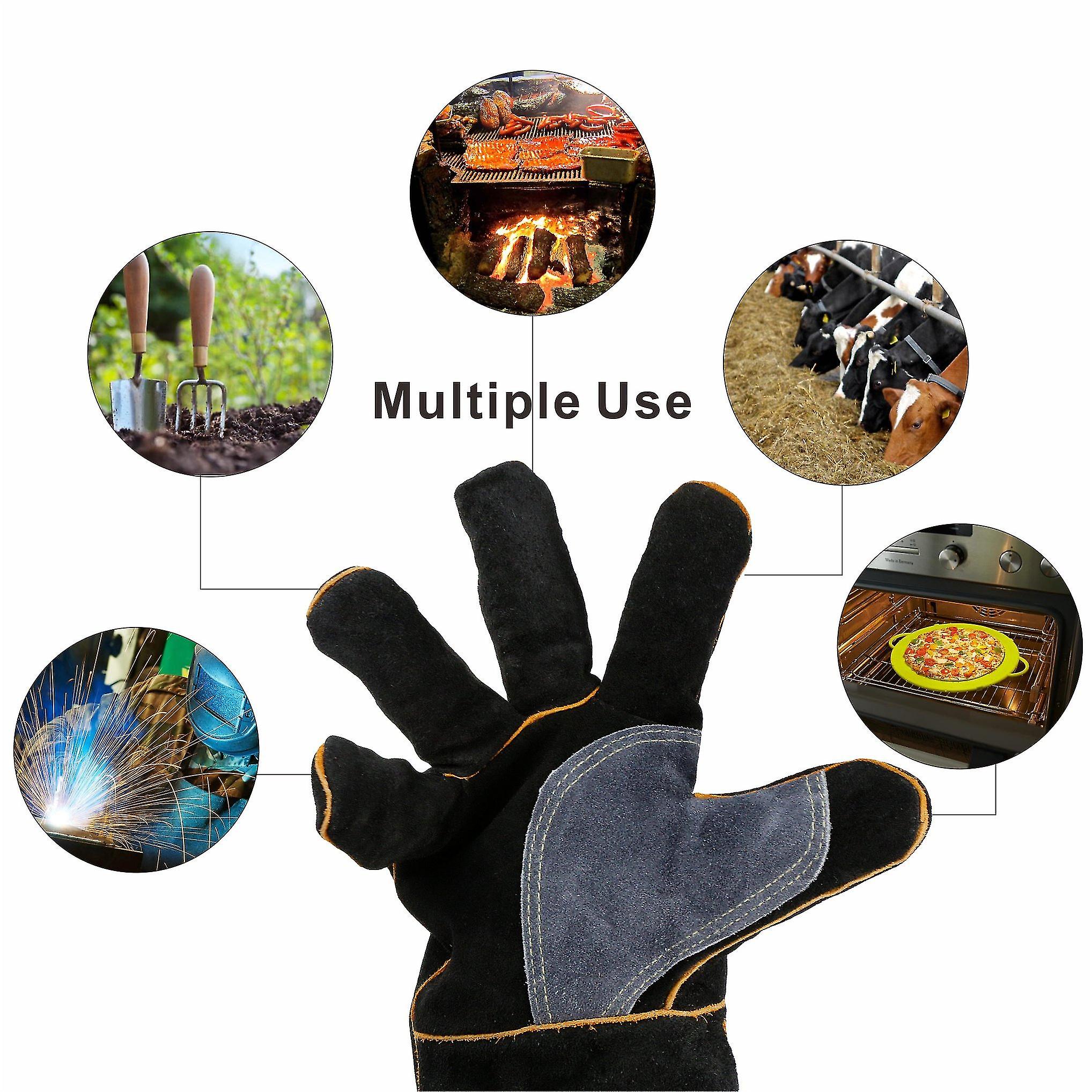 Extreme Heat & Fire Resistant Gloves Leather With Kevlar Stitching,perfect For Fireplace, Stove ...