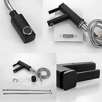 Servant Mixer Svart baderom vask kran med uttrekkbar sprøyte, ett ...