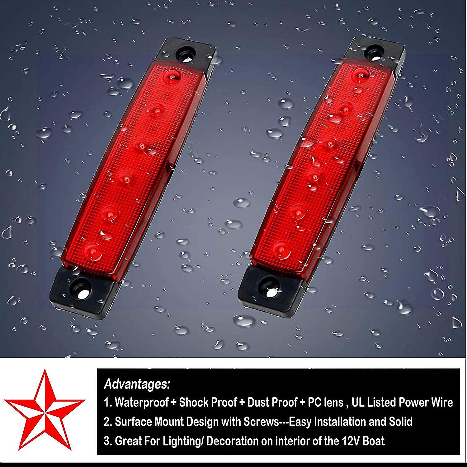 10 Pack 6 Led 9.7cm Truck Trailer Turn Signal Lights, Red Marker Lights ...