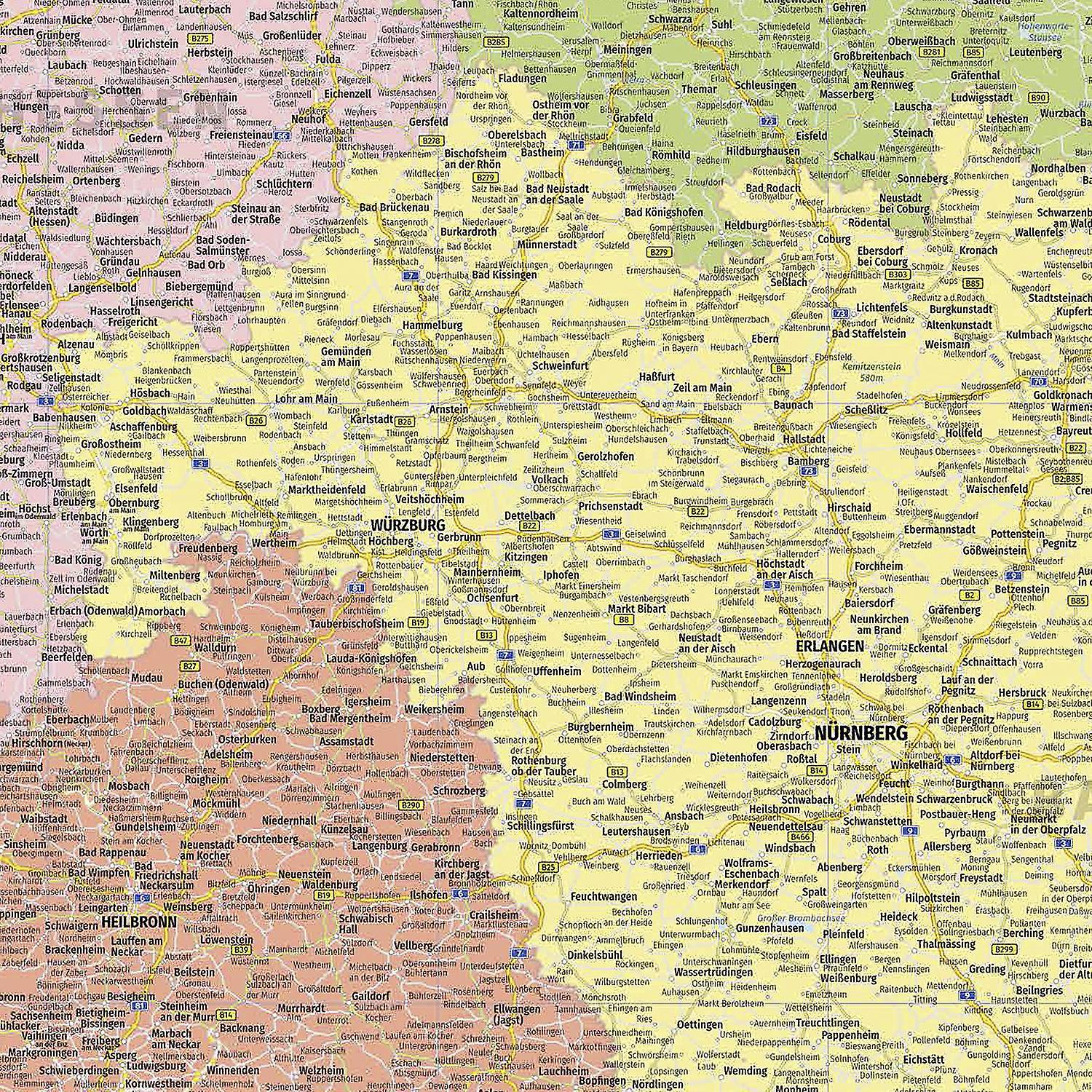 Map of Germany XXL Poster Political Map 100x140 Political Map of the ...