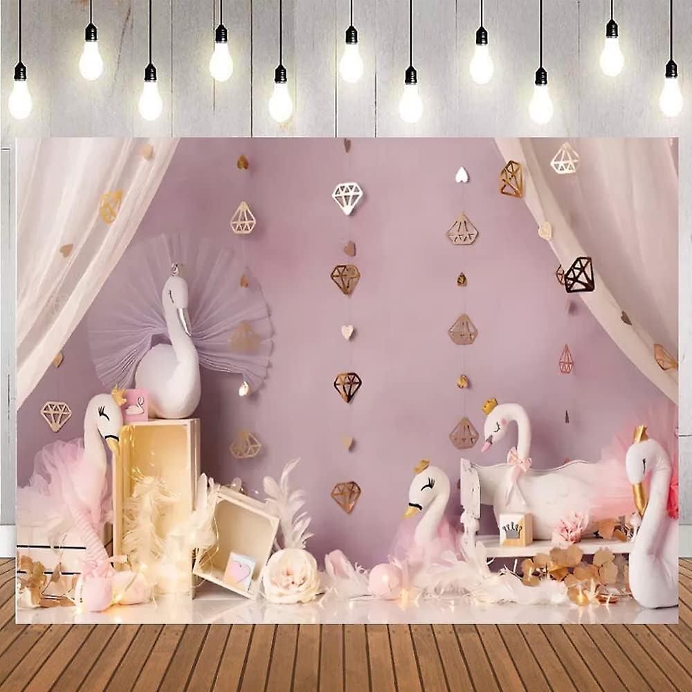 Cigno bianco Birthday Fondali Girl Baby Shower Fiori Rosa Principessa ...
