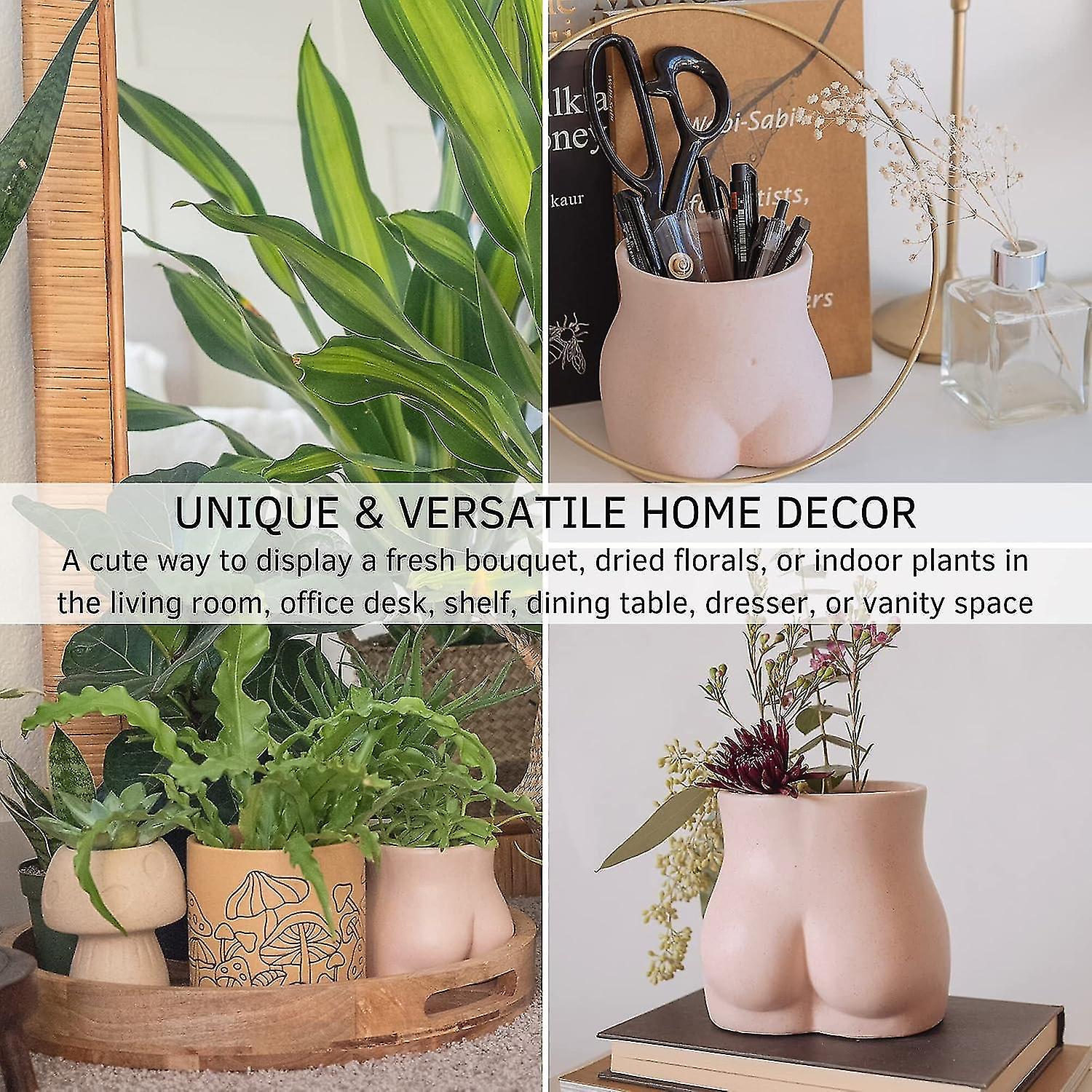 Ceramic Butt Plant Pot, Planter With Drainage For Flowers, Art Lady ...