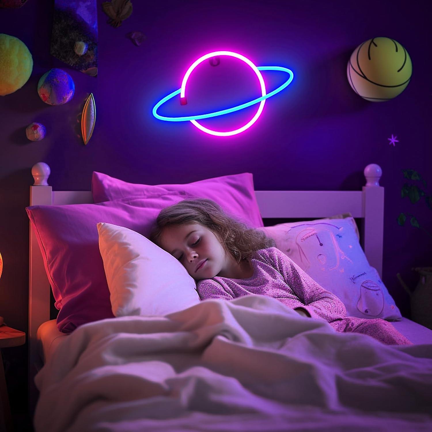 Planet Neon Sign, Bright LED Planet Neon Lights, USB or Battery Powered ...