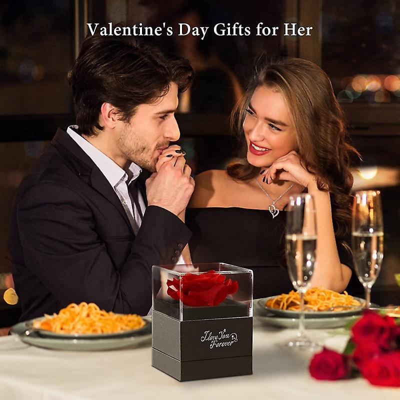 Préservé rouge véritable Rose avec je t’aime collier - fleurs ...