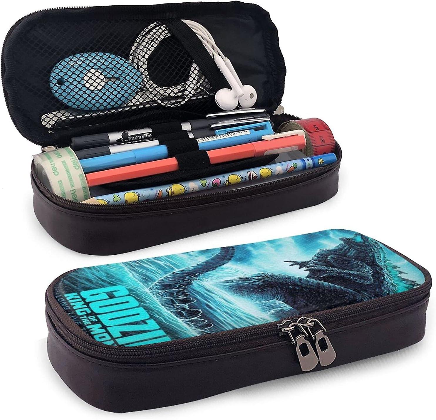 Godzilla Leather Pencil case Pencil case Stationery Bag Office Portable ...