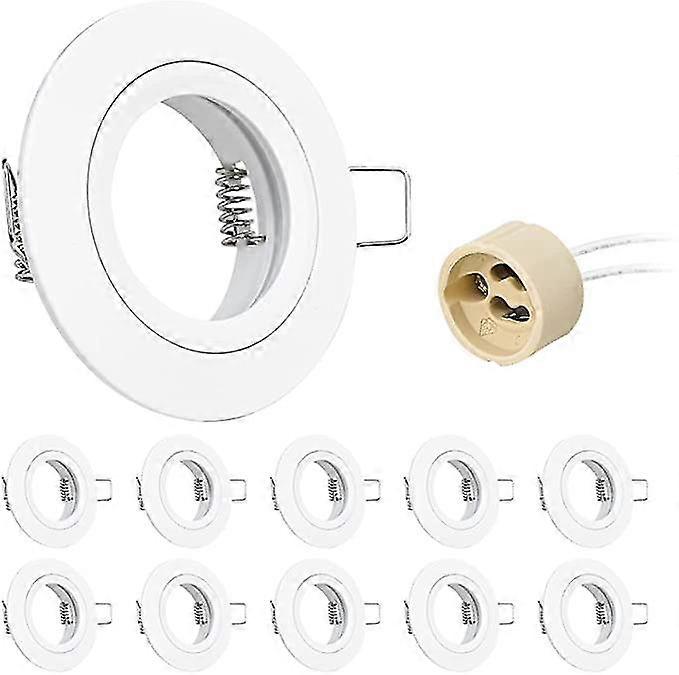 10x Gu10 Infälld Spotlight Aluminium Vit, Spotlights Monteringsram Med Gu10 Socket, Rund Support ...