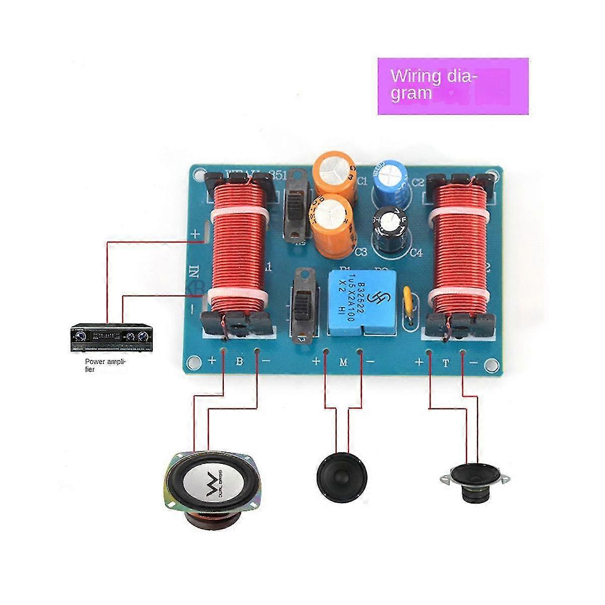 2pcs 150w 3 Way Audio Speaker Crossover Treble Midrange Bass Bookshelf Car Speakers Filter ...