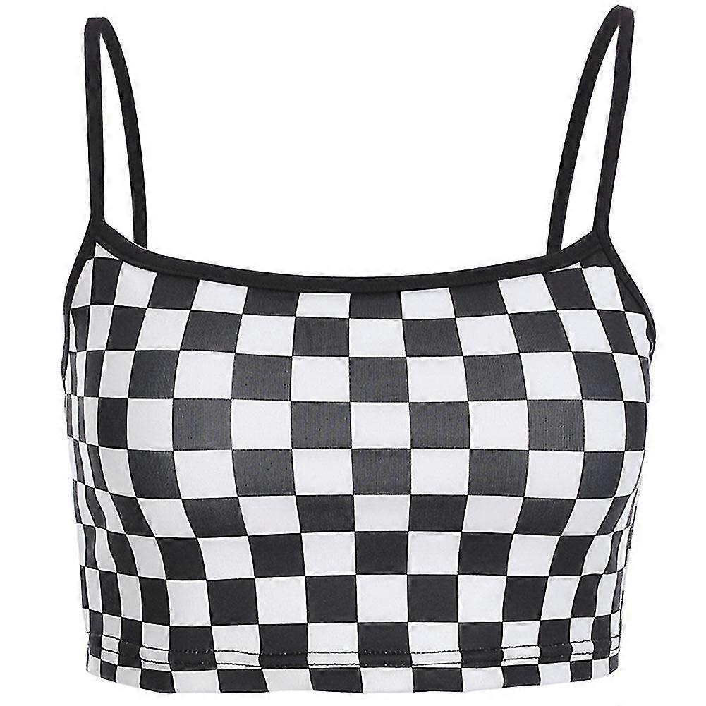 Sexy Checkered Cropped Top Sleeveless Tank Plaid Shirt for Summer ...