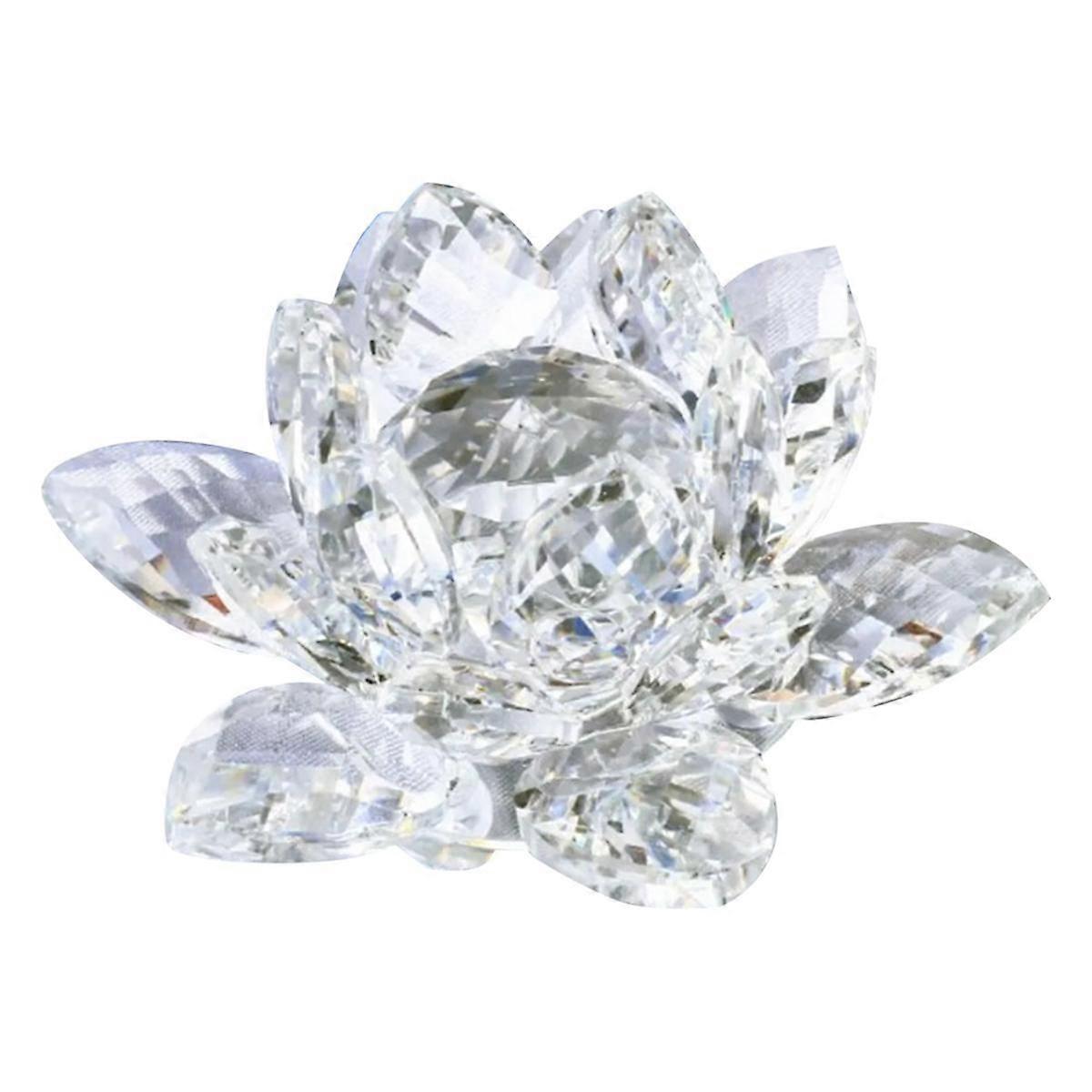 A Crystal Lotus Flower Figurine Valentine Wedding Decor Glass Craft ...