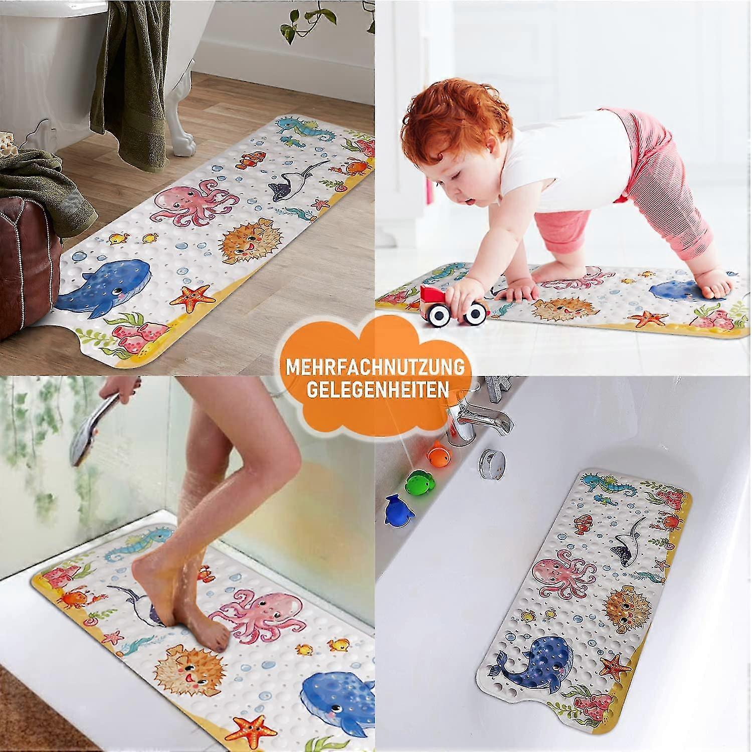 Bath Mat For Kids - (100cm X 40cm) Sea Animal Bath Mat With Xqday 200 ...