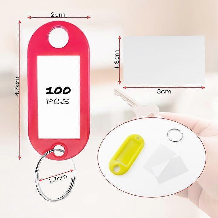 100 Pieces Key Rings, Plastic Key Tags, Writable Colored Key Rings in ...
