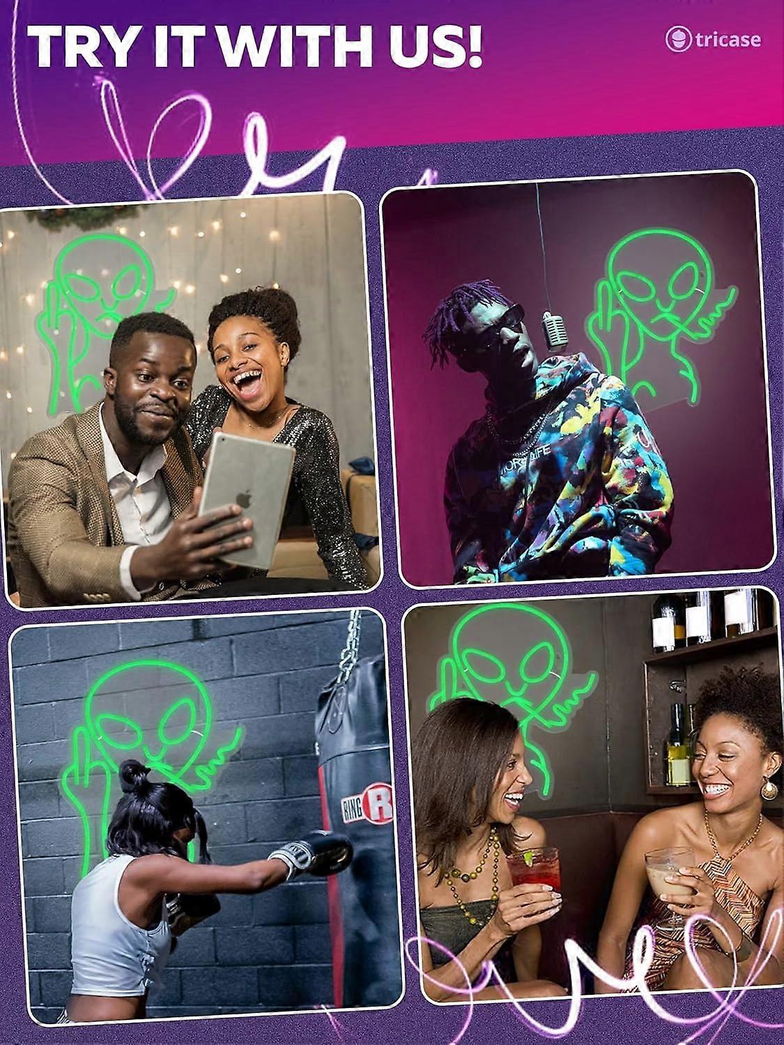 Alien Neon Sign Alien - Alien Neon Lights 14.6 x 17.7 in Led Neon Signs ...