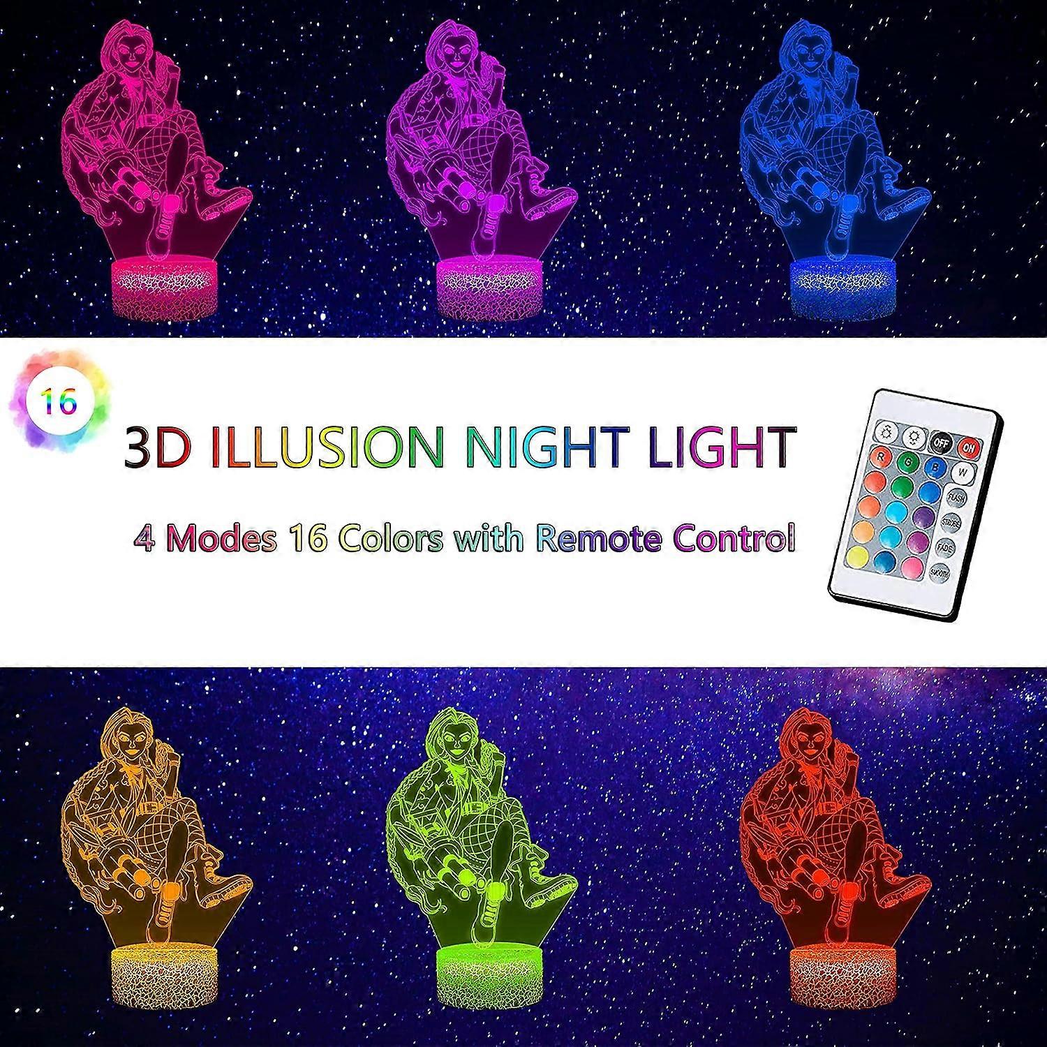 SBSG Boys Night Light Jinx Arcane 3D Optical Illusion Lamp 16 Colors ...