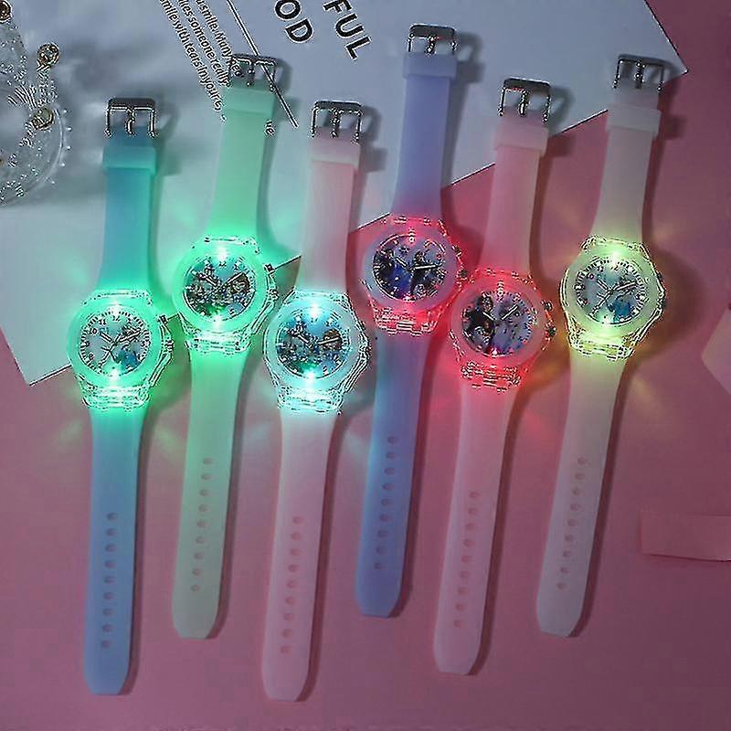 Kids Frozen Anna Elsa Silicone Cartoon Watch Luminous Led Flashing ...
