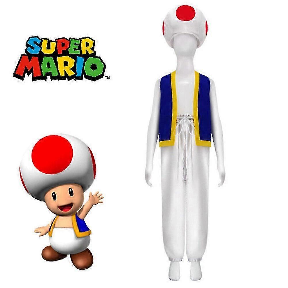 Adult Super Mario Bros 2 Toad Cosplay Party Costume Tops + Pants + Hat ...
