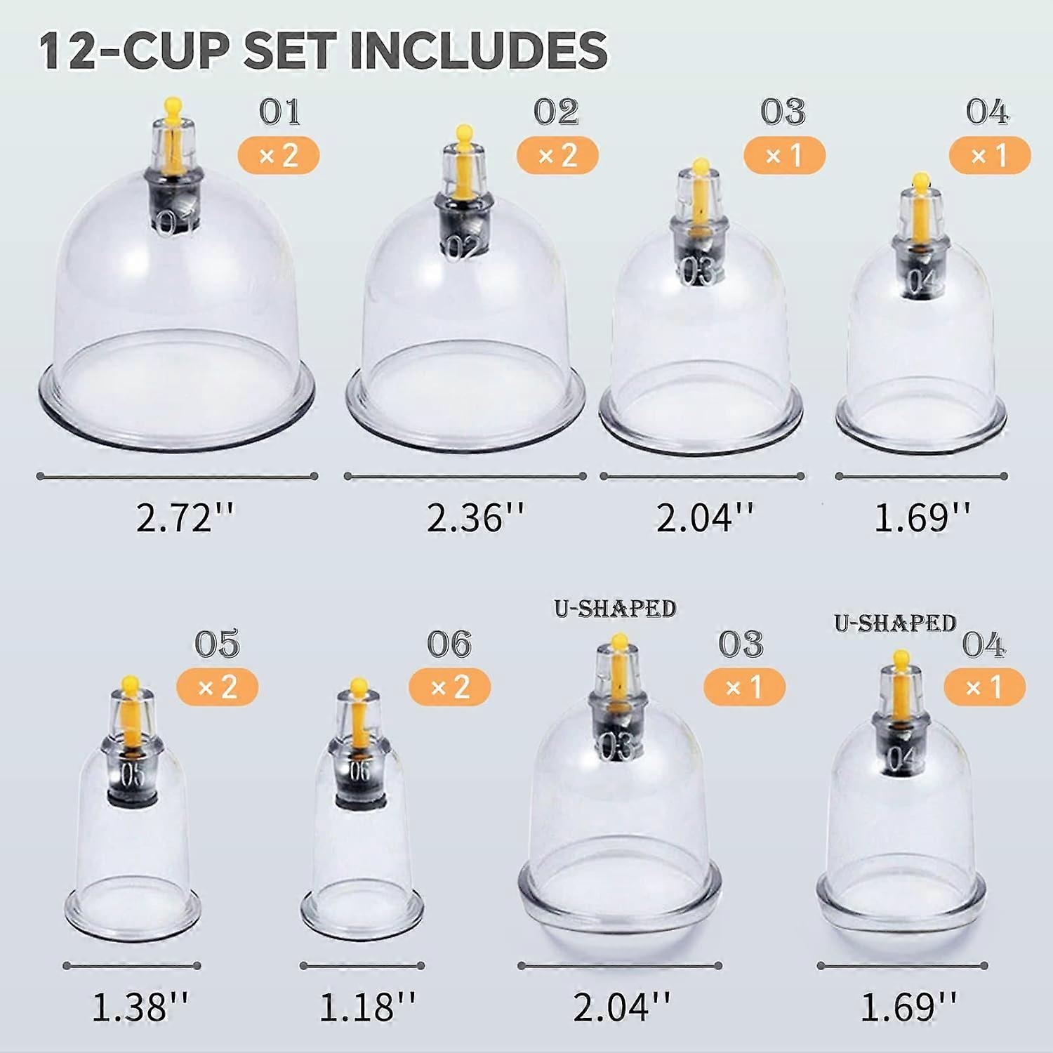 Cupping Therapy Set w/ 12 Massage Cups for Back Pain Relief Physical ...