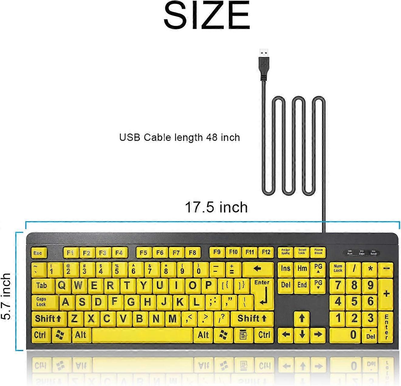 Large Print Keyboard, Silent Membrane Key Switches with 5 Million ...