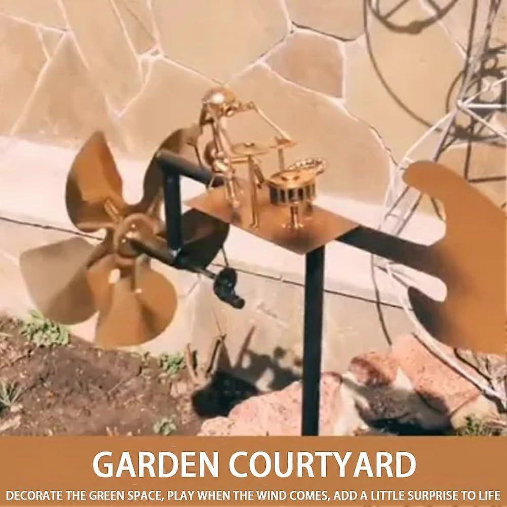 Drummer Windmill Garden Decoration, Handmade Metal Percussionist Music ...